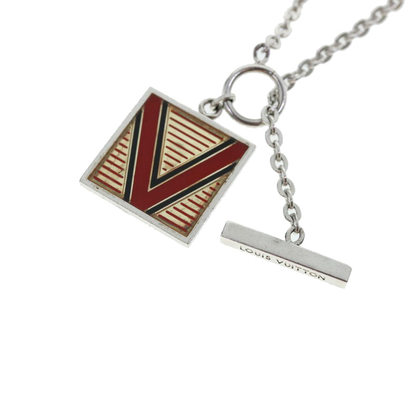 Louis Vuitton | Jewelry | Louis Vuitton V Pandantif Necklace Red Silver ...